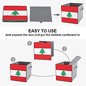 Flag of Lebanon Large Cubes Storage Bins Collapsible Canvas Storage Box Closet Organizers for Shelves