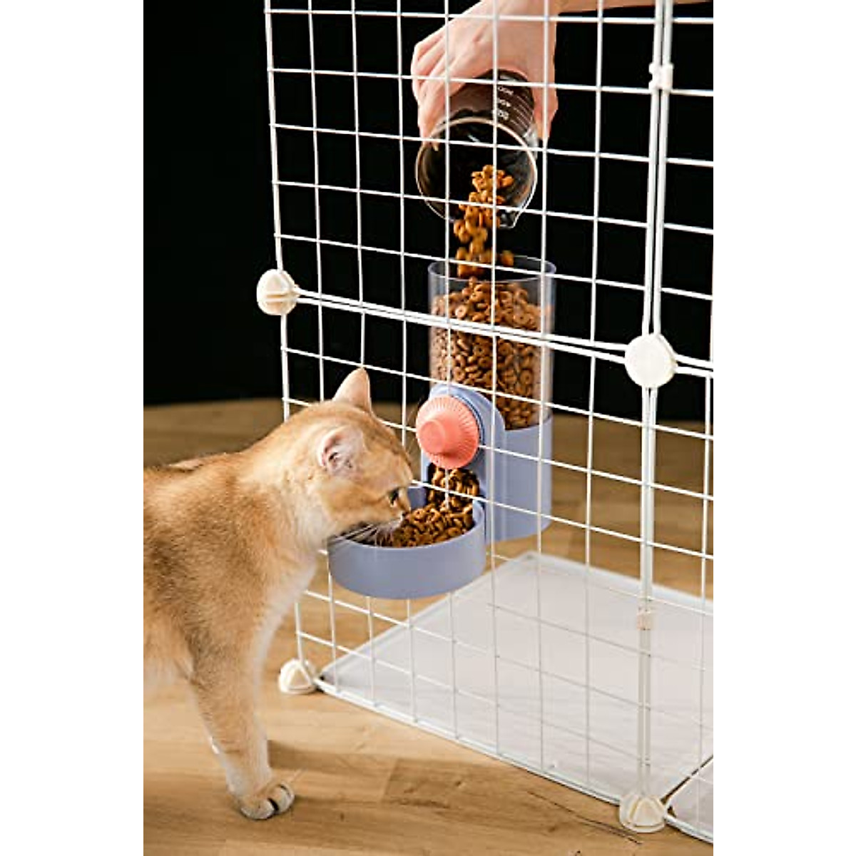 Kenond 40oz Hanging Automatic Pet Food Water Dispenser, Auto Gravity Pet Feeder and Waterer Set, Cage Cat Food Bowl Dog Feeding Station for Puppy and Kitten Rabbit Chinchilla Hedgehog Ferret …