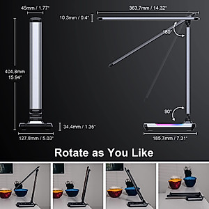 Yeslamp LED Desk Lamp with 10W Wireless and 24W USB-C Fast Charging, Ace RGB Dynamic, Natural Spectrum Desk Light,6 RGB Lighting Modes/Music Rhythm, Perfect for Gaming Setup, Live Video, Study, Home