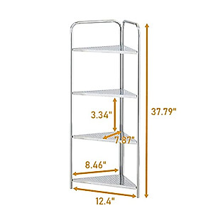 BEEY Narrow Storage Rack Standing Unit Shelf Metal Corner Shelf for Laundry Room Kitchen Bathroom Fridge Space(4-Tiers)