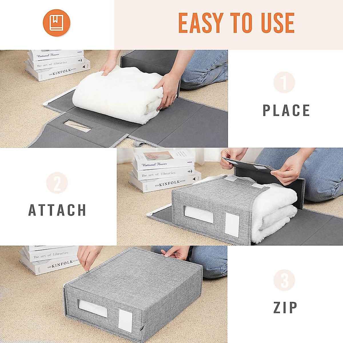 Homaisson 2-Pack Shoe Storage Organizer for Closet, Large Shoe Box Storage + 3 Pack Bed sheet organizers and storage, Foldable Sheet Set Organizers for Linen Closet (Khaki+Grey)