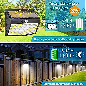 Solar Outdoor Lights, [138 LED/2 Packs] Solar Motion Sensor Security Lights with 3 Lighting Modes Wireless Solar Wall Lights Waterproof Solar Powered Lights for Garden Fence Yard Deck Garage