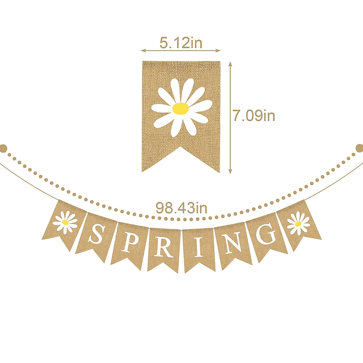 Jute Burlap Daisy Spring Banner Daisy Themed Spring Party Kitchen Mantle Fireplace Decoration