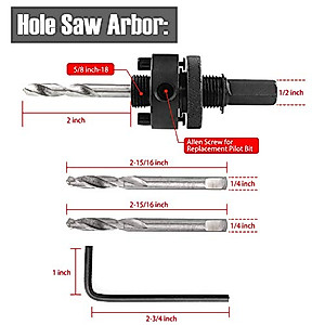 6-3/8 Inch Hole Saw with Heavy Duty Arbor - 38mm Cutting Depth HSS Bi-Metal Hole Cutter for Can Light Recessed Light, Smoothly Cutting in Wood, Plastic, Drywall and Metal Sheet