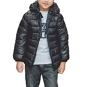 WUSENST Baby Boys Girls Winter Coats Hoods Light Puffer Down Jacket Outwear Black