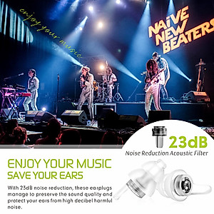 2 Pairs Concert Ear Plugs, Hearprotek Reusable High Fidelity Noise Reduction Music Ear Plugs for Ear Protection-Soft Hearing Protection Earplugs for Concerts, Musicians, Events (Petite Size)