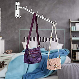 Bosszi 2-Pack Wall Mounted Folding Clothes Hanger Rack, Stainless Steel Clothes Hooks with Swing Arm Holder Space Saving Clothing Hanging System Closet Storage Organizer Heavy Duty Drying Rack