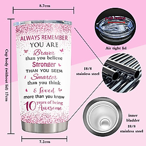 ZANIION 10 Year Old Girl Birthday Gifts Tumbler 1PC, Birthday Gifts for 10 Year Old Girl, Best 10 Year Old Girl Gift Ideas, Happy 10th Birthday Girl, 10th Birthday Decoration Coffee Cup 20oz