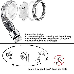 Nosame® Shower Head with Hose , Filter Filtration High Pressure Water Saving 3 Mode Function Spray Handheld Showerheads for Dry Skin & Hair