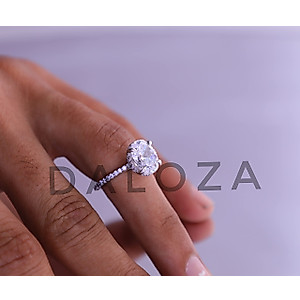 DALOZA 2.00 CT Moissanite 925 Hidden Halo Wedding Engagement Oval Cut Diamond Ring (9.5)