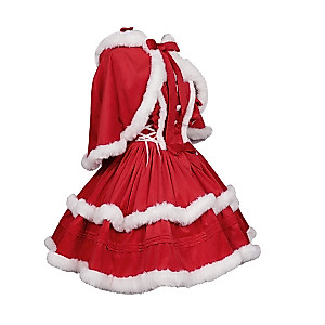 Women's Christmas Dress Skirt and Hooded Cloak Match (Red, XXL) …