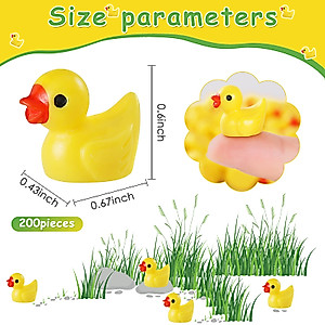 GliSun 200 Pieces Mini Resin Ducks Tiny Duck for Garden Micro Landscape Ornament Dollhouse Prank Christmas Falloween Birthday Party Favors DIY Decoration Craft