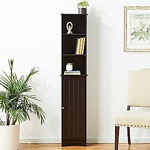 Redmon Contemporary Country Tall Floor Shelf with Lower Cabinet, Large, Espresso