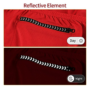 BERGRISAR Men's Basic Cycling Jerseys Short Sleeves Mountain Bike Bicycle Shirt Zipper Pockets Red Size X-Large