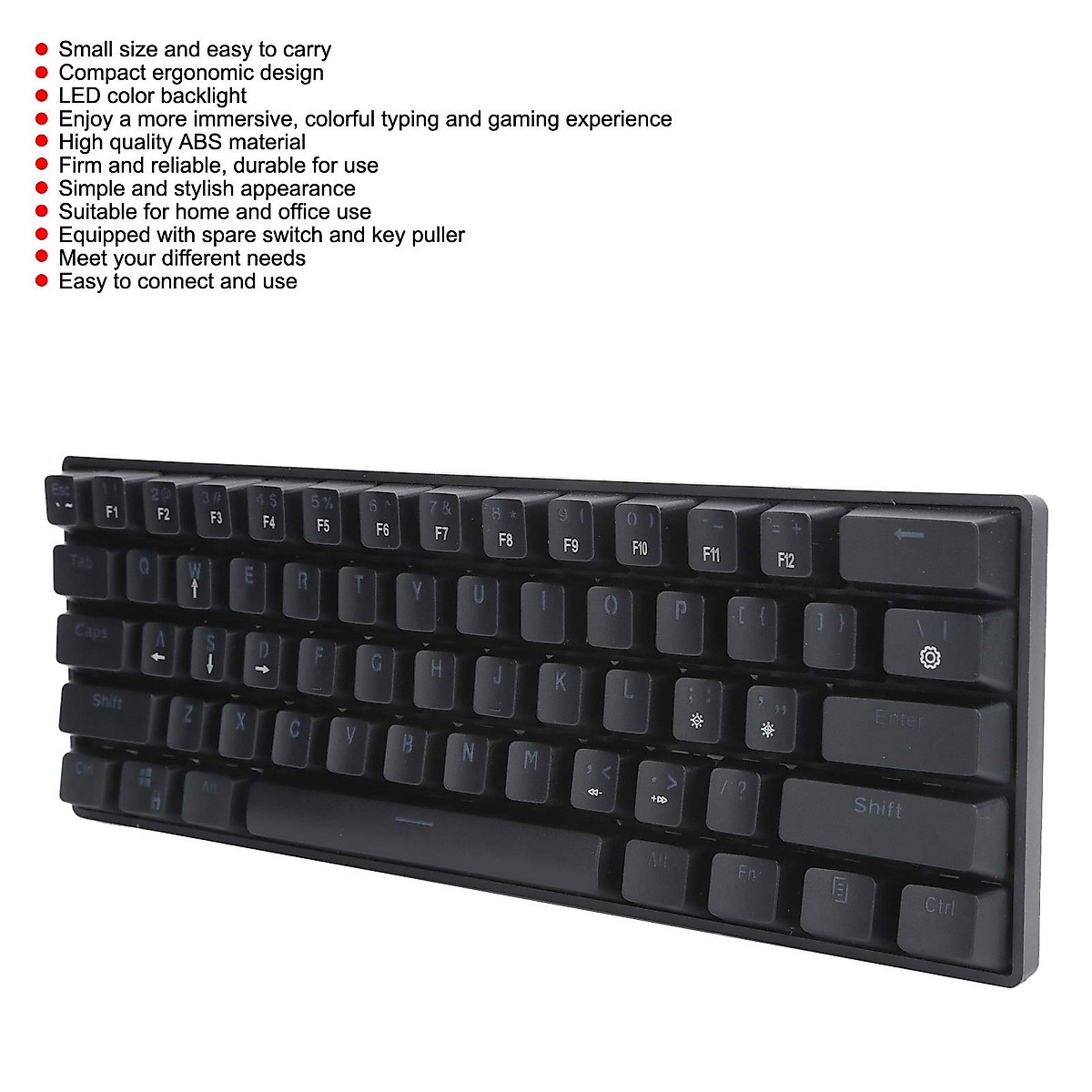 Estink Gaming Keyboard,61 Key Wired Mechanical Keyboard,LED Backlit Gaming Keyboard,Gaming Keyboard with Blue Switch,Suitable for Home and Office