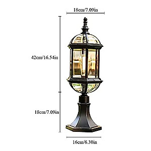 ACLBLK European Luxury IP54 Outdoor Waterproof Glass Column Lamp E27 Garden Aluminum Metal Alloy Retro Lantern Home Outdoor Table Lamp Villa Hotel Courtyard Aisle Landscape Street Light