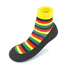 Womens Mens Barefoot Sock Shoes Water Sports Yoga Jump Beach Walking Fitness Footwear Jamaican Rasta Afro Breathable Non-Slip Silent（Rasta-40