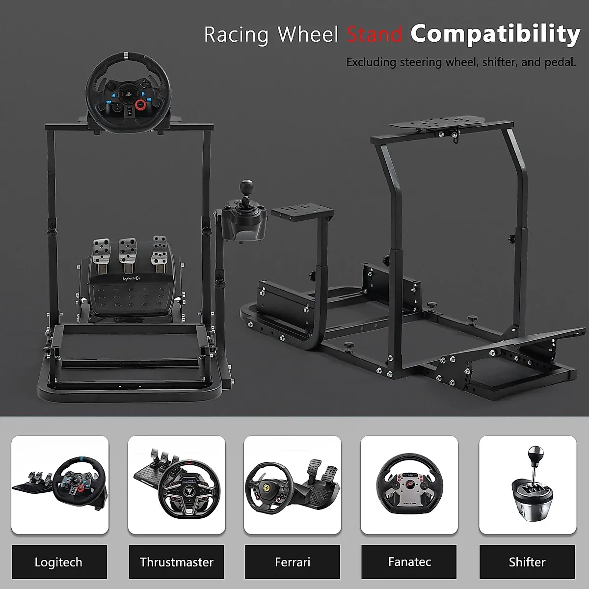 Hottoby G29 Racing Simulator Cockpit Fit for Logitech/Thrustmaster G25 G923 G920 Stability Upgrade and Multi-level Adjustment,No Handbrake,Pedals,Steering Wheel & Seat