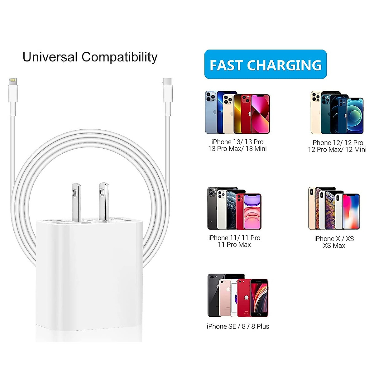 2 Pack [Apple MFi Certified ] 20W USB C Wall Chargers 6FT Cables Compatible with iPhone 14/14 Pro/14 Pro Max/14 Plus/13/13Pro/12/12 Pro/11/11Pro,iPad, Fast Charging