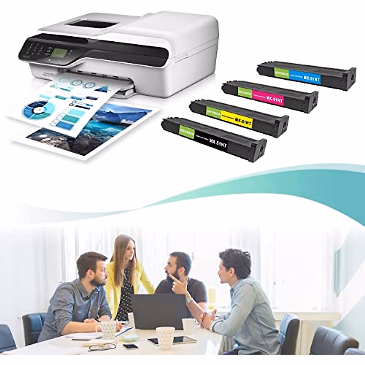 GREENBOX Compatible MX-51NT Toner Cartridge Replacement for Sharp MX-51NT MX-51NTBA MX-51NTCA MX-51NTMA MX-51NTYA for MX-4110N MX-4111N  MX-4140N MX-4141N MX-5110N MX-5111N MX-5140N MX-5141N (4 Pack)