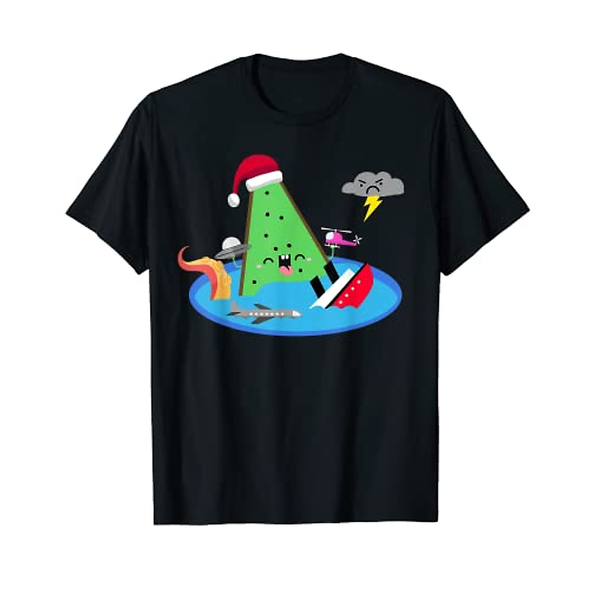 Fun Christmas BERMUDA TRIANGLE Santa Claus Stocking Stuffer T-Shirt