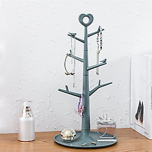 MISNODE Purple Mug Holder Tree, 14 Inch Coffee Cup Mug Rack, Removable Stand Hanging Drain Cup Organizer with 6 Hooks, Plastic Jewelry Rack for Home Kitchen Countertop Storage