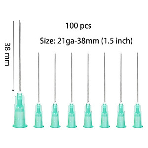 100 Pcs 1.5Inch 21Ga Glue Dispenser Head for Liquid Measuring and Refilling, Inks, Plants, Industrial, Lab (Cyan 21Ga)
