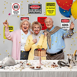 WERNNSAI 60th Birthday Decorations - 9 PCs 60 Years Funny Signs 60s Decorations, 60th Party Yard Garden Banner Table Centerpieces Door Wall Windows Signs Picture Props for Men Women, Happy Bday Old Decor