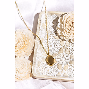 Modern Moments Gold Locket Necklace For Women - Oval Locket Pendant Necklace With Picture Inside - 16-18"