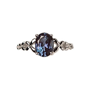 Koguxuix Genuine Women's 925 Sterling Silver Ring Oval Cut Natural Sapphire Blue CZ Crystal Butterfly Ring Engagement Party Band Ring (8)