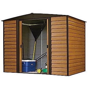 Arrow Shed WR86 Arrow Woodridge Low Gable Steel, Coffee/Woodgrain 8 x 6 ft. Storage Shed