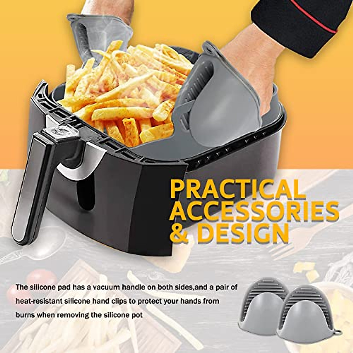 Dual Air Fryer Accessories Set of 6 for Ninja Foodi AF300UK, AF400UK, Instant Vortex, Tower T17088, Salter Dual Zone Deep Air Fryers 7.6L-9.6L