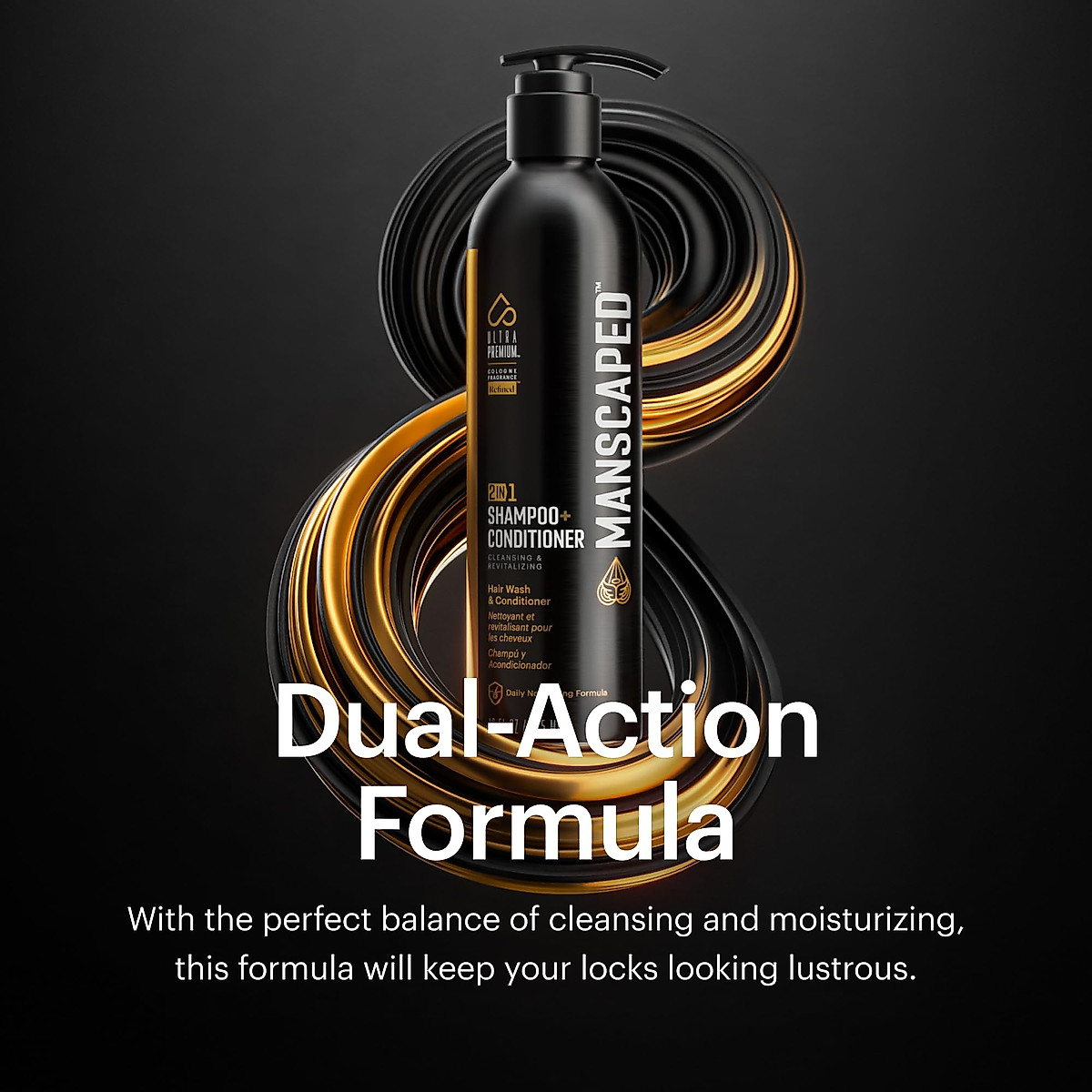 MANSCAPED® 2 In 1 Shampoo & Conditioner, UltraPremium Formula Infused with Sea Kelp, Coconut Water, Aloe for Nourishing and Hydrating Hair (16 oz), 2 Pack