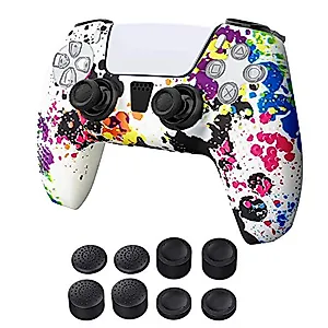 Newseego Case for PS5 Controller, Water Transfer Printing Camouflage Soft Silicone Cover with 8 Pcs Thumb Grips, Protective Non-Slip Case for PlayStation 5 DualSense Controller
