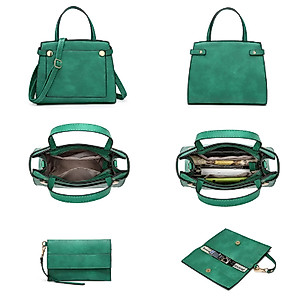 Vansarto Fashion Handbags and Purses for Women Large Work Tote Bag Top Handle Satchel Shoulder Bag 3pcs Hobo Purse Set (Green)