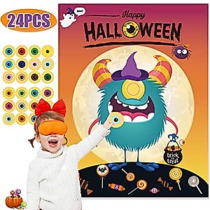 Funnlot Halloween Party Games for Kids Halloween Game Pin The Eye on The Monster Game Halloween Party Favors  Halloween Party Games Activities Halloween Pin The Tail Game