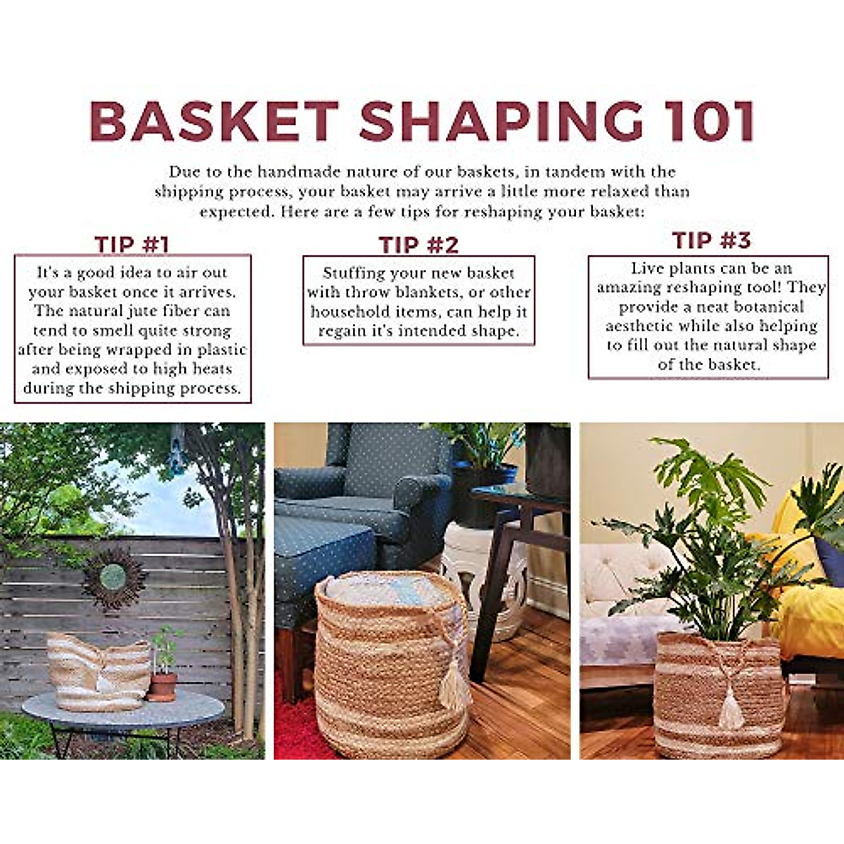 LR Home Betsy Basket, 19" x 19" x 19", Tan/White