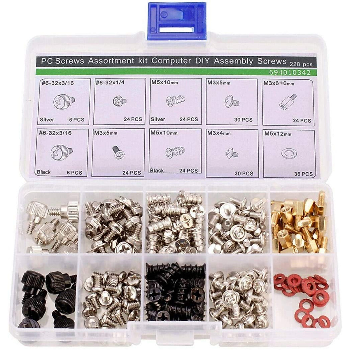 Life-Q 228PCS Personal Computer Screw Standoffs Set Kit, M3/M3.5/M5 Laptop Screws for Hard Drive Computer Case Motherboard Fan Power Graphics CD-ROM