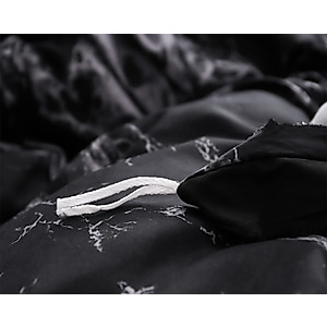 Celevingne Duvet Cover Set 3PCS with Zipper Closure Luxurious Modern Printed Comforter Cover 1 Duvet Cover and 2 Pillowcases (Black Marble, Twin)