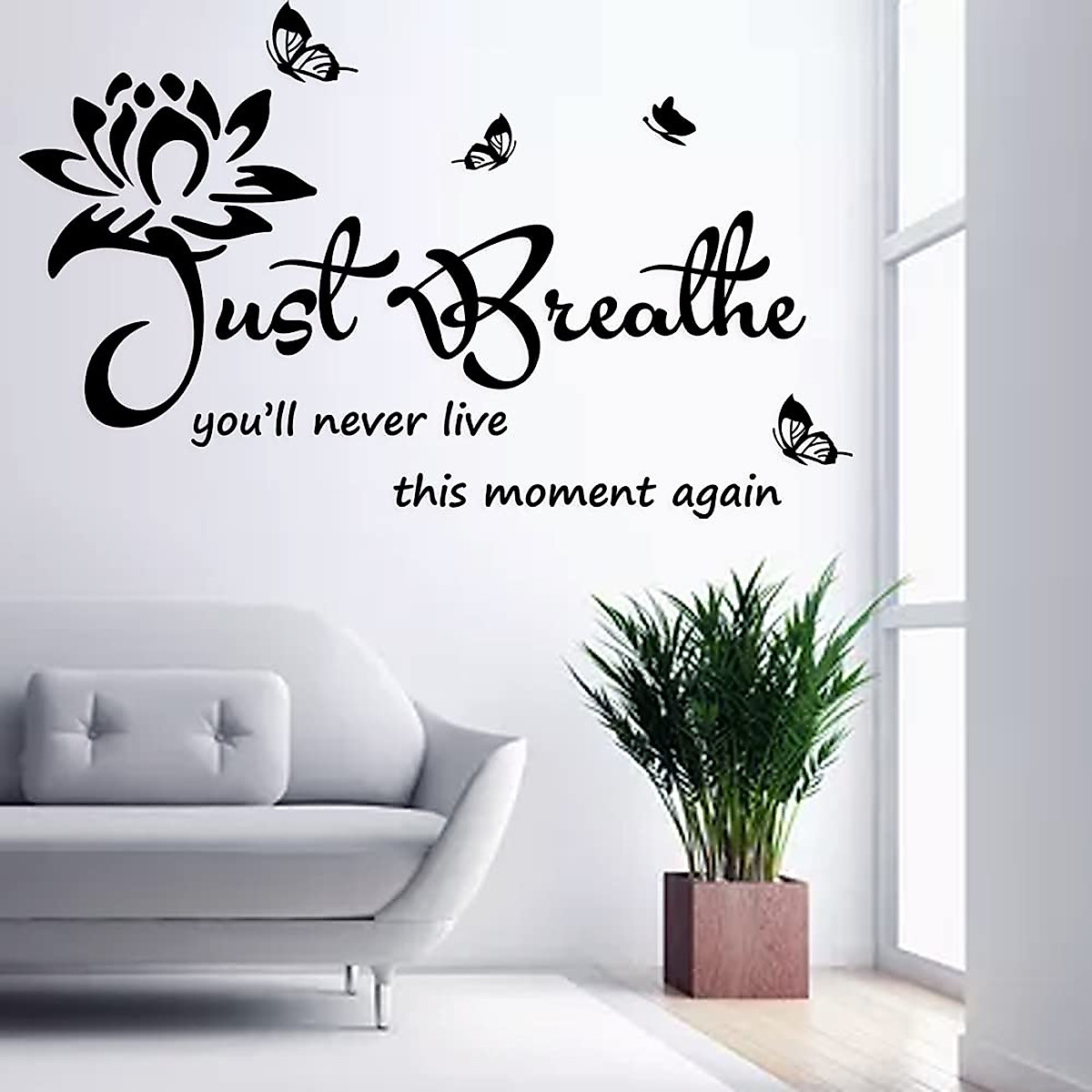 Vinyl Wall Stickers Wall Decor for Living Bedroom Room Yoga Relaxing Nursery House Wall Decals Quotes Inspirational Just Breathe Art Decor Home Decoration.