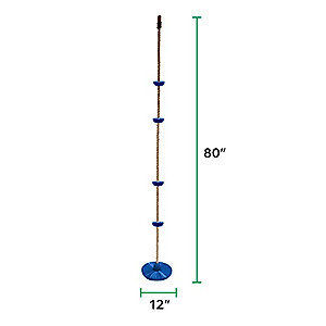 Jungle Gym Kingdom Tree Swing for Kids - Single Disc Seat and Brown Climbing Rope Set w/Carabiner and 4 Foot Strap - Treehouse and Outdoor Playground Accessories - Green