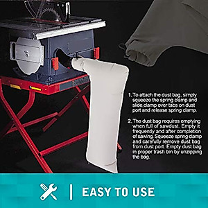LANMU Table Saw Dust Collector Bag Compatible with Bosch/Dewalt/Ryobi/Craftsman/RIGID/Delta/Porter Cable/Makita/Metabo/Kobalt/Skilsaw 10" Tablesaws with 2.5" Dust Port