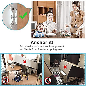 Furniture Anchors (6 Pack) 2023 Upgraded Furniture Straps for Baby Proofing, Secure 400 Pound Furniture Prevent Falling Anti Tip Earthquake Straps for Child Safety