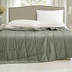 Chezmoi Collection Weighted Blanket 20 lbs 60x80 Inches - Cool Heavy Cotton Blanket with Glass Beads - for Individuals 170-220 lbs - Queen Size, Evergreen Fog