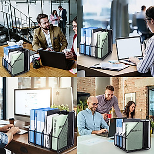 Cliselda Metal Mesh Magazine File Holder with 4 Vertical Compartments, Desk Organizers File Folders Holder, File Organizer Binder Holder Organizer for Desk Home Office School, Black