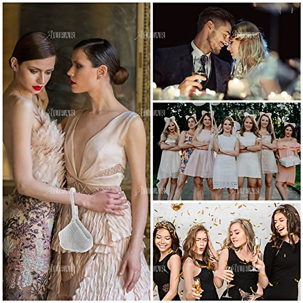 AUEAR, Triangle Bling Sequins Zipper Pouch Mini Size Women's Evening Clutch Bag Luxury Full Purse Sparkly Handbag for Prom Cocktail Party Wedding Engagement Silver