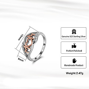 Ginger Lyne Collection Mom Heart Ring for Women Two-toned White and Rose Gold Over Sterling Silver | Mothers Day Gift Idea | Gifts for Mom