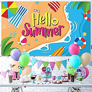 Beach Backdrop Decorations Hawaiian Pool Party Banner Pool Surfboard Background for Birthday Summer Hawaiian Themed Party Supplies Favors