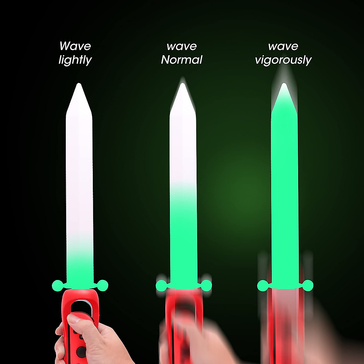 ECHZOVE LED Game Sword for Nintendo Switch Joy-Con, Hand Grip for Skyward Sword Switch Game with Hand Strap - Red