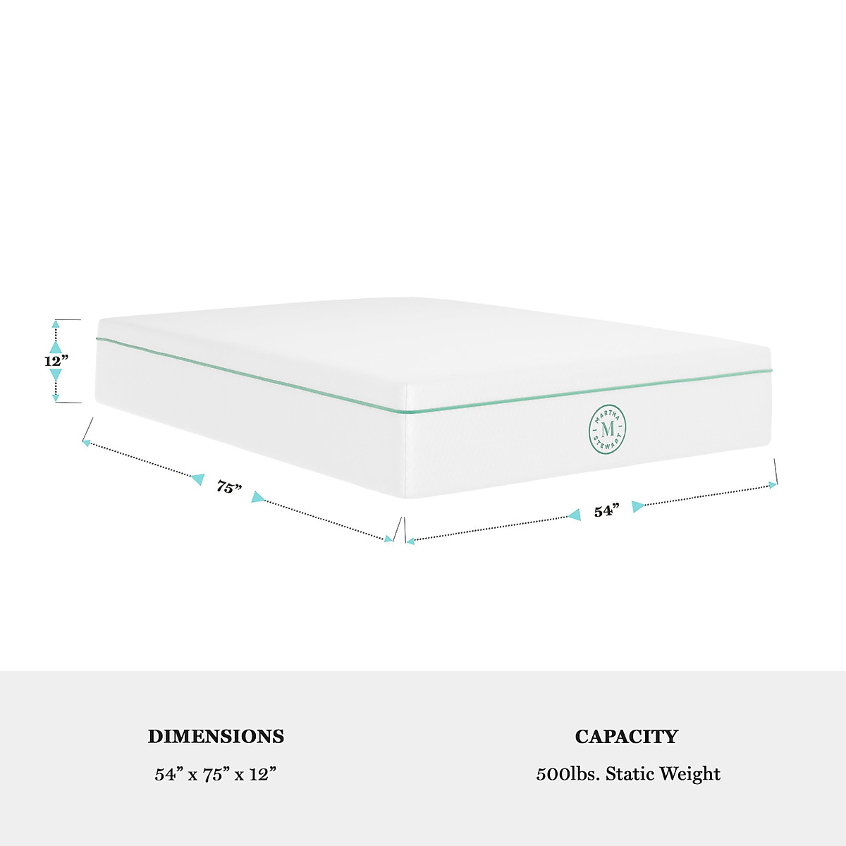 Martha Stewart SleepComplete Full Mattress in a Box, Medium-Firm Triple-Action Cooling Gel Memory Foam Mattress, Removable Coolweave Jacquard Cover, 12", White